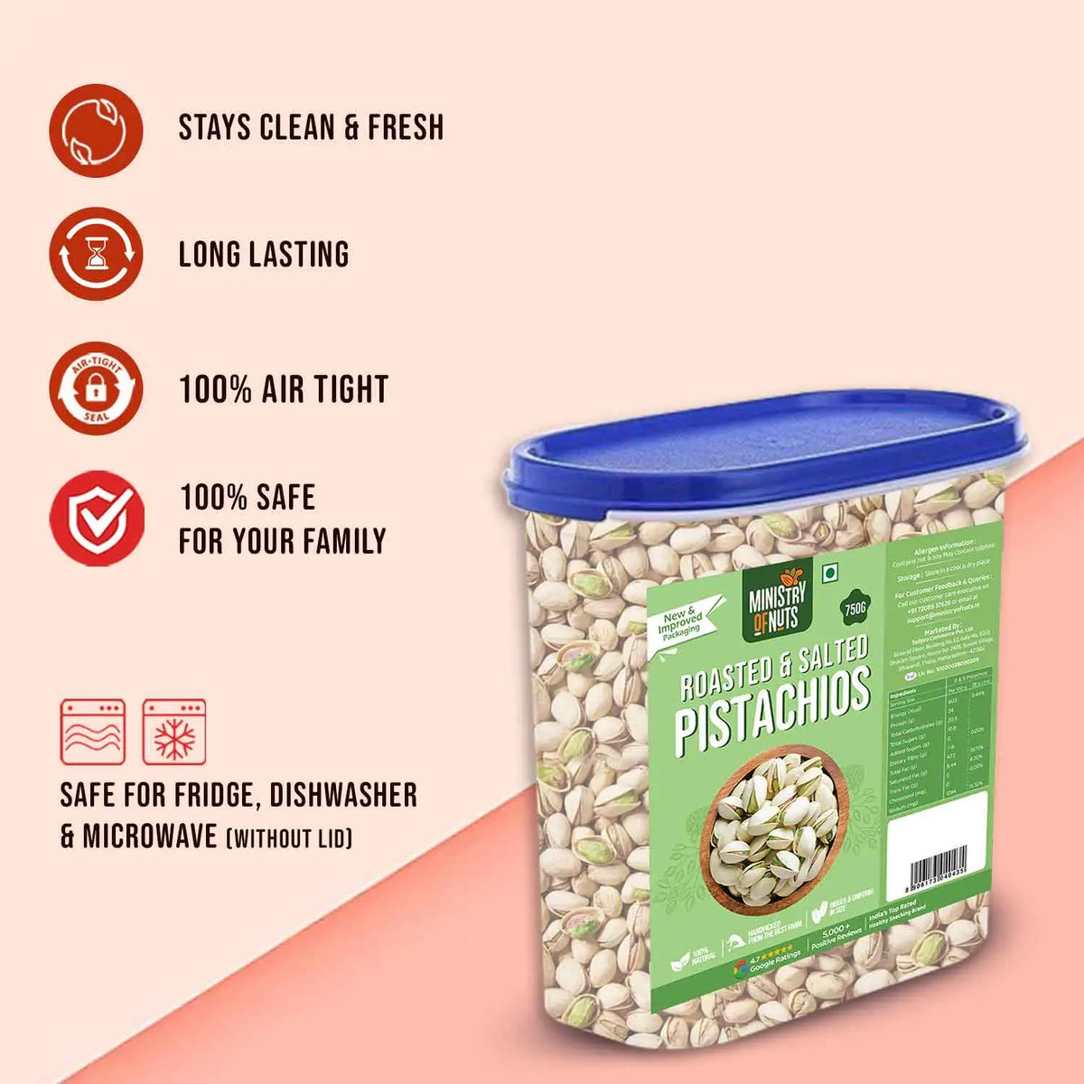 Buy Premium Roasted & Salted Pistachios 750 Grams Online at Discount. – Ministry-Of-Nuts
